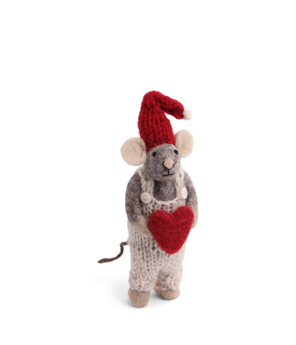 Small Grey Boy Mouse with Heart | Gry & Sif - Decorations | Day and Age ...
